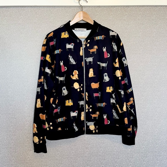 Sm Wardrobe | Jackets & Coats | L Sm Wardrobe Dog Print Bomber Jacket ...